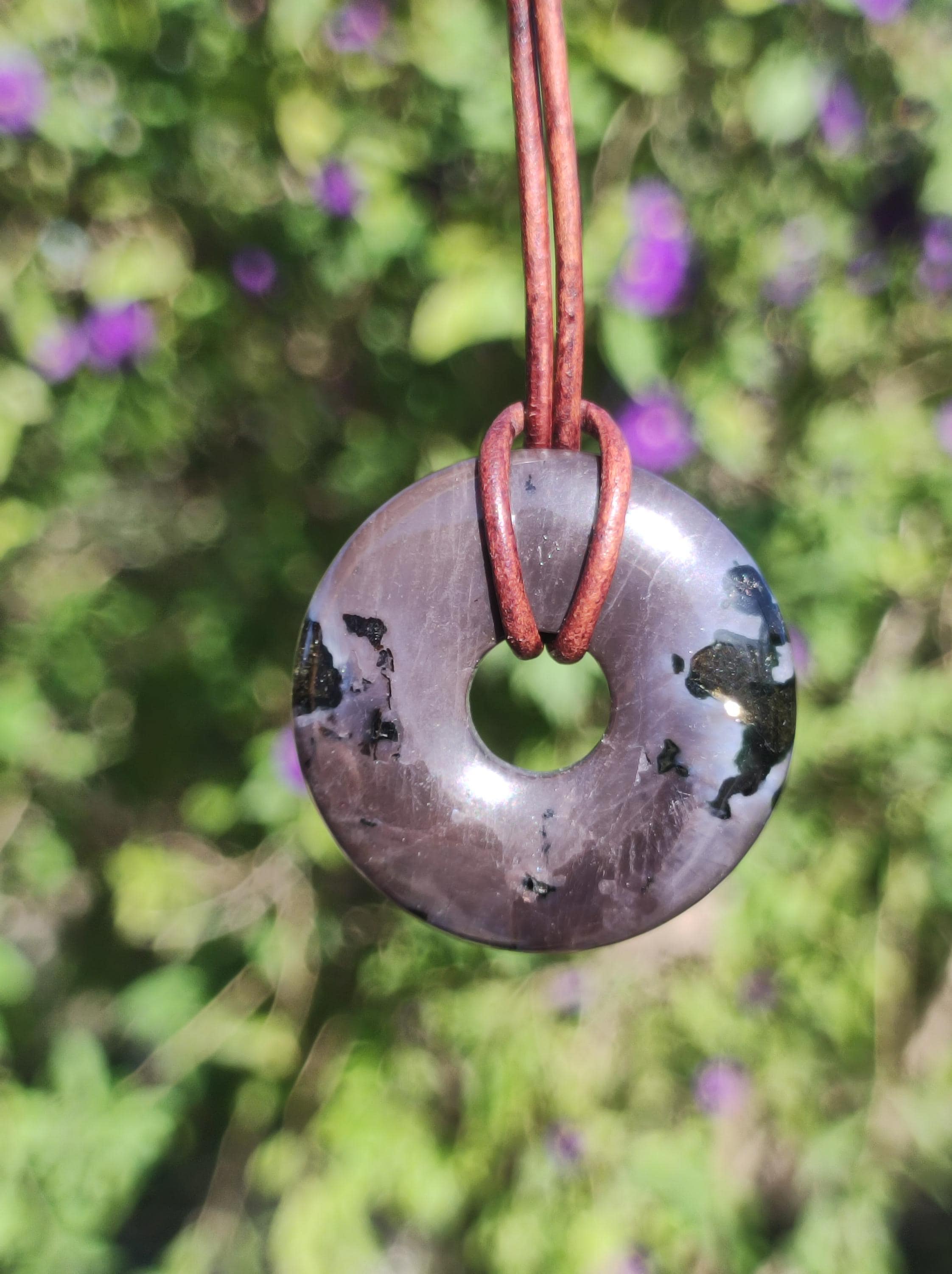 Mystic Gabbro / Merlinite Edelstein Kette 30mm Donut Heilstein Natur S ...